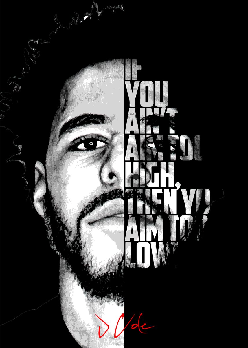 'J Cole' Poster, picture, metal print, paint by BnWDesigner | Displate