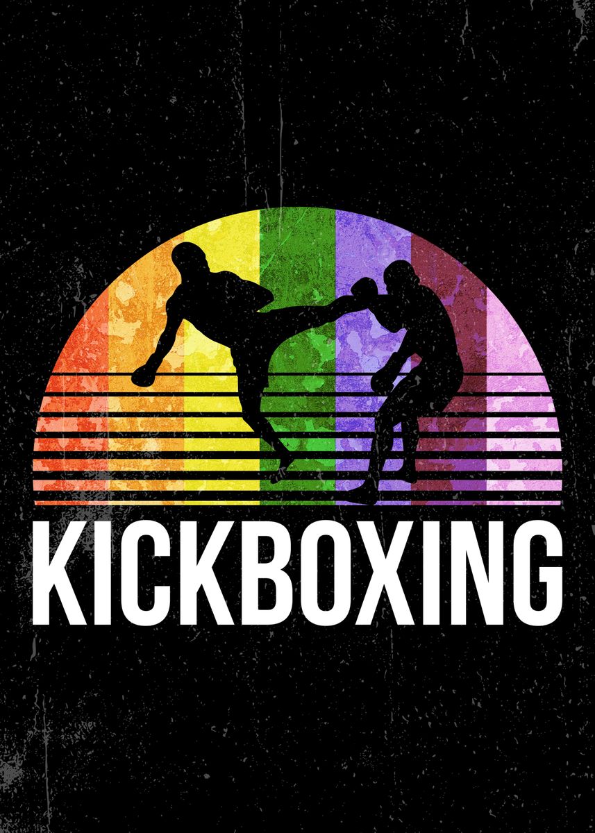 'KICKBOXING VINTAGE SUNSET' Poster, picture, metal print, paint by ...