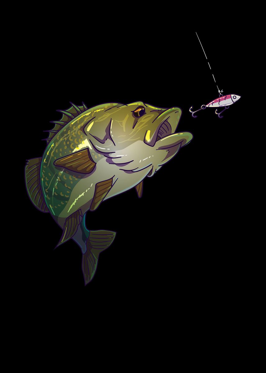 'Bass Hook Bait' Poster, picture, metal print, paint by Teecher Martin ...
