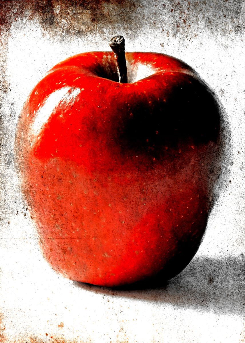 'Black and Red Apple 07' Poster, picture, metal print, paint by Dave ...