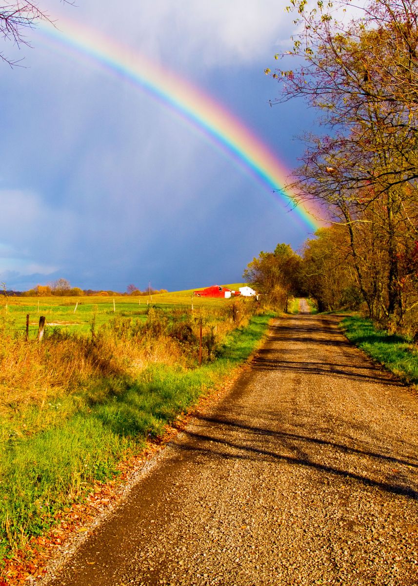 'Rainbow on Country Road' Poster, picture, metal print, paint by Matt M ...