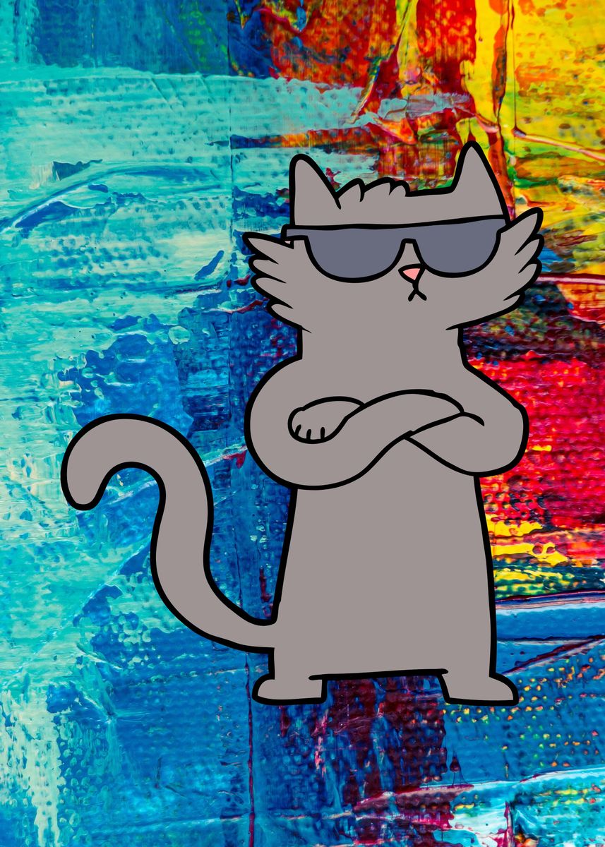 'I Am So Cool Kitty' Poster, picture, metal print, paint by Rumaiz ...