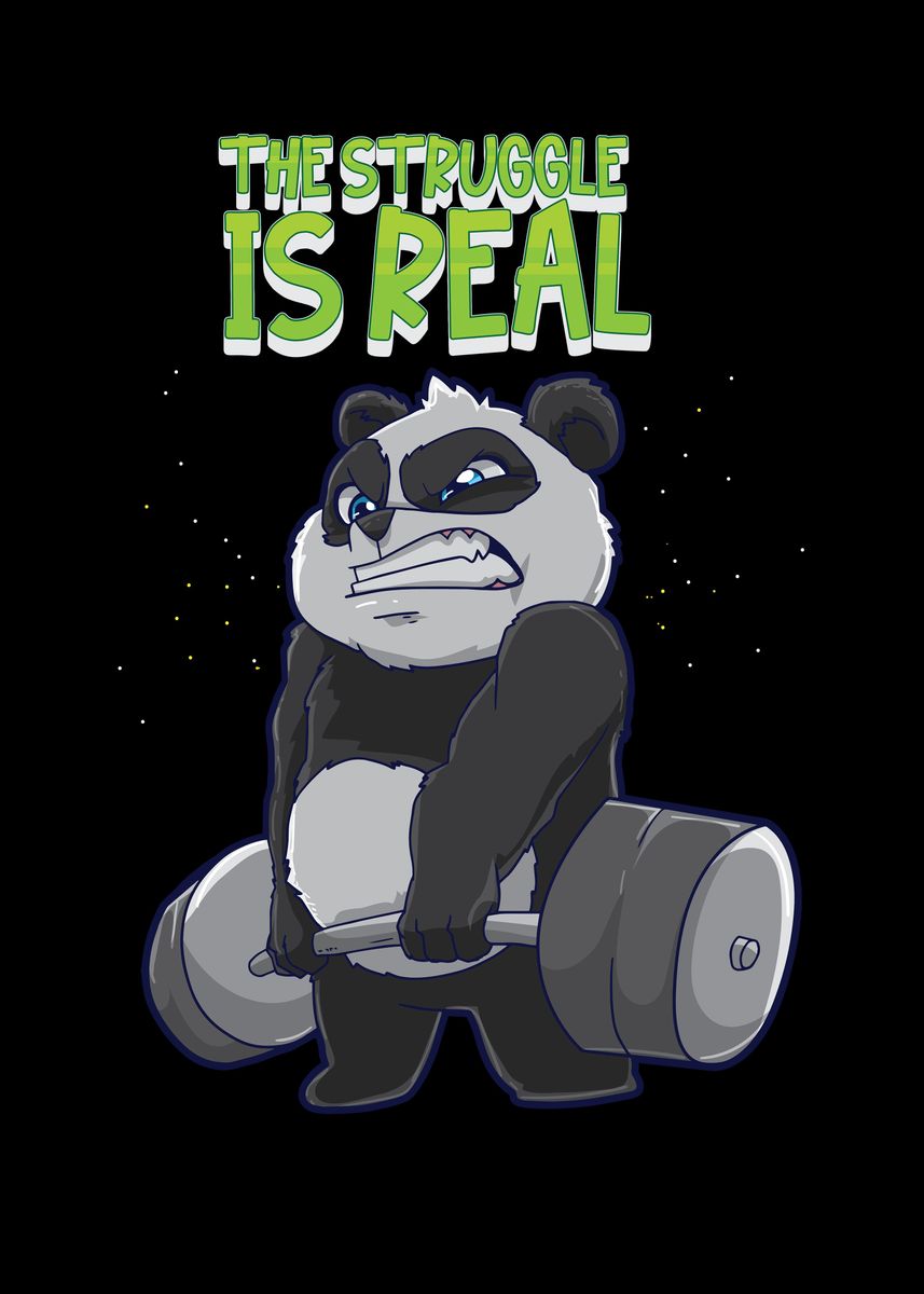 'Panda Struggle' Poster, picture, metal print, paint by Teecher Martin ...