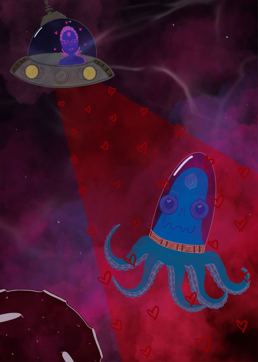 'Space Love' Poster, picture, metal print, paint by GodessFreyja | Displate