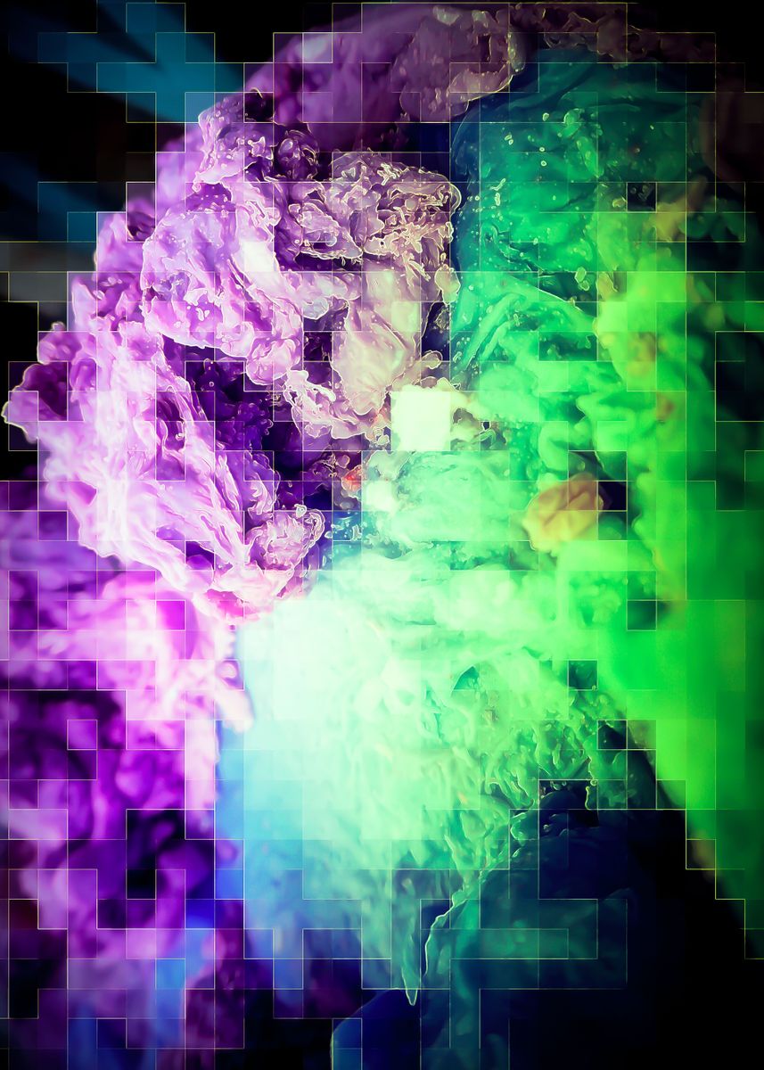 'Pixel Matrix' Poster, picture, metal print, paint by Monoglyph | Displate