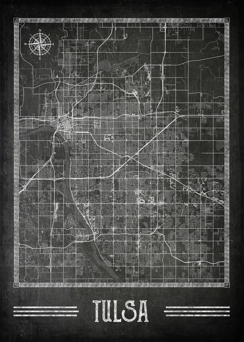 'Tulsa chalkboard map' Poster by Yak Yak | Displate