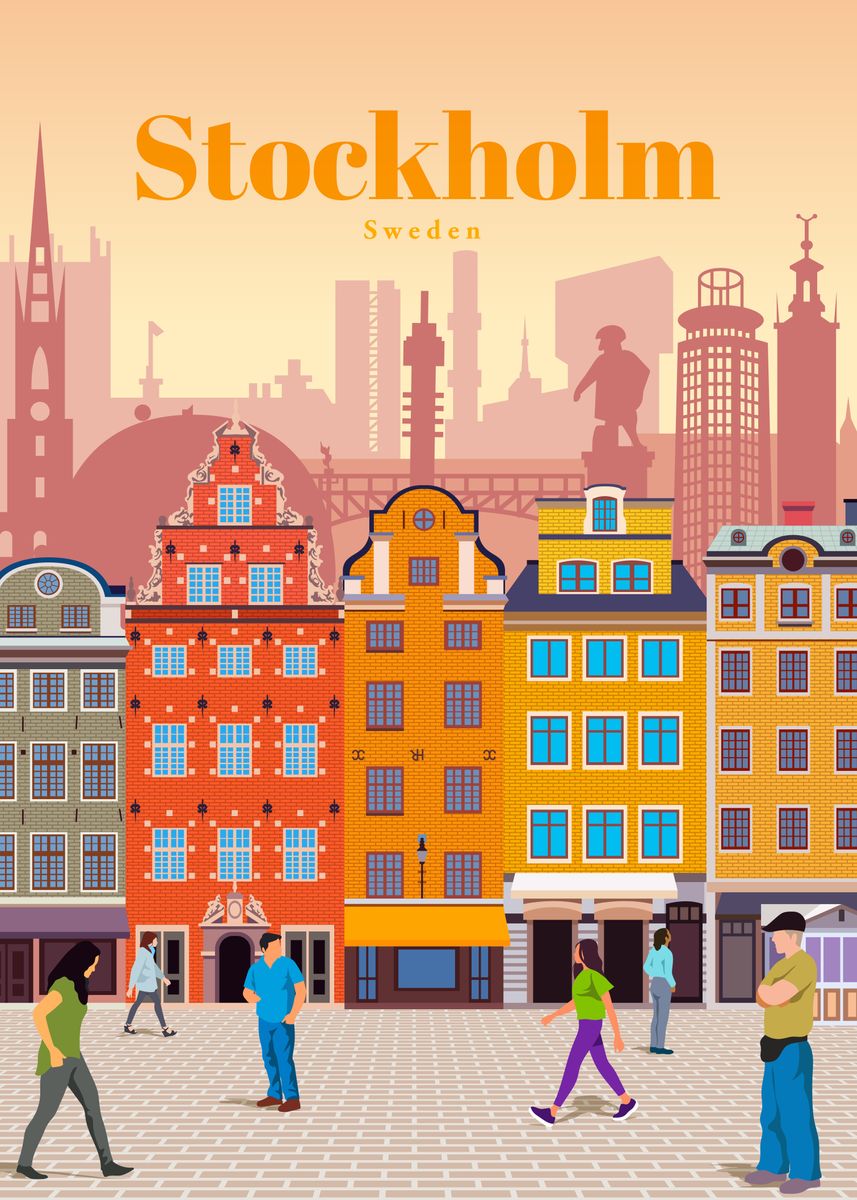 'Travel to Stockholm' Poster, picture, metal print, paint by Studio 324 ...