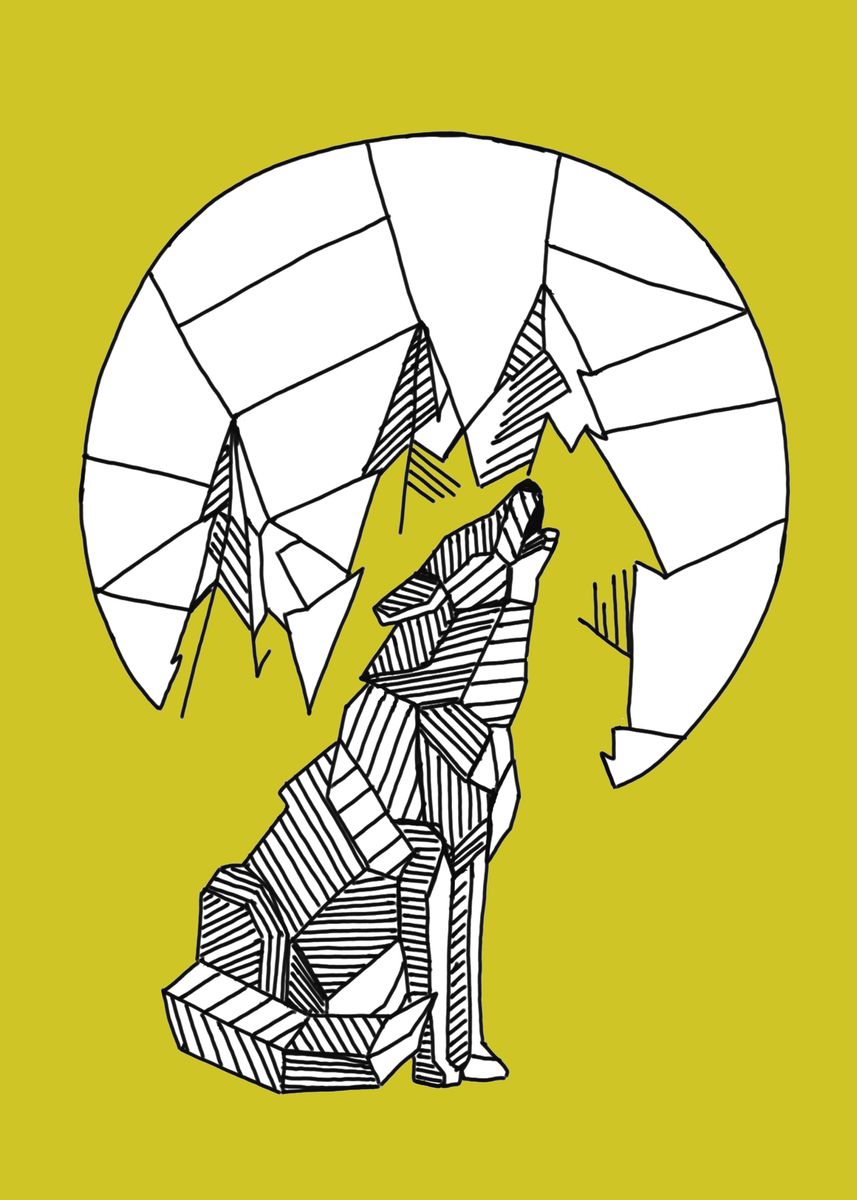 'howling wolf yellow' Poster by JMdrawings | Displate