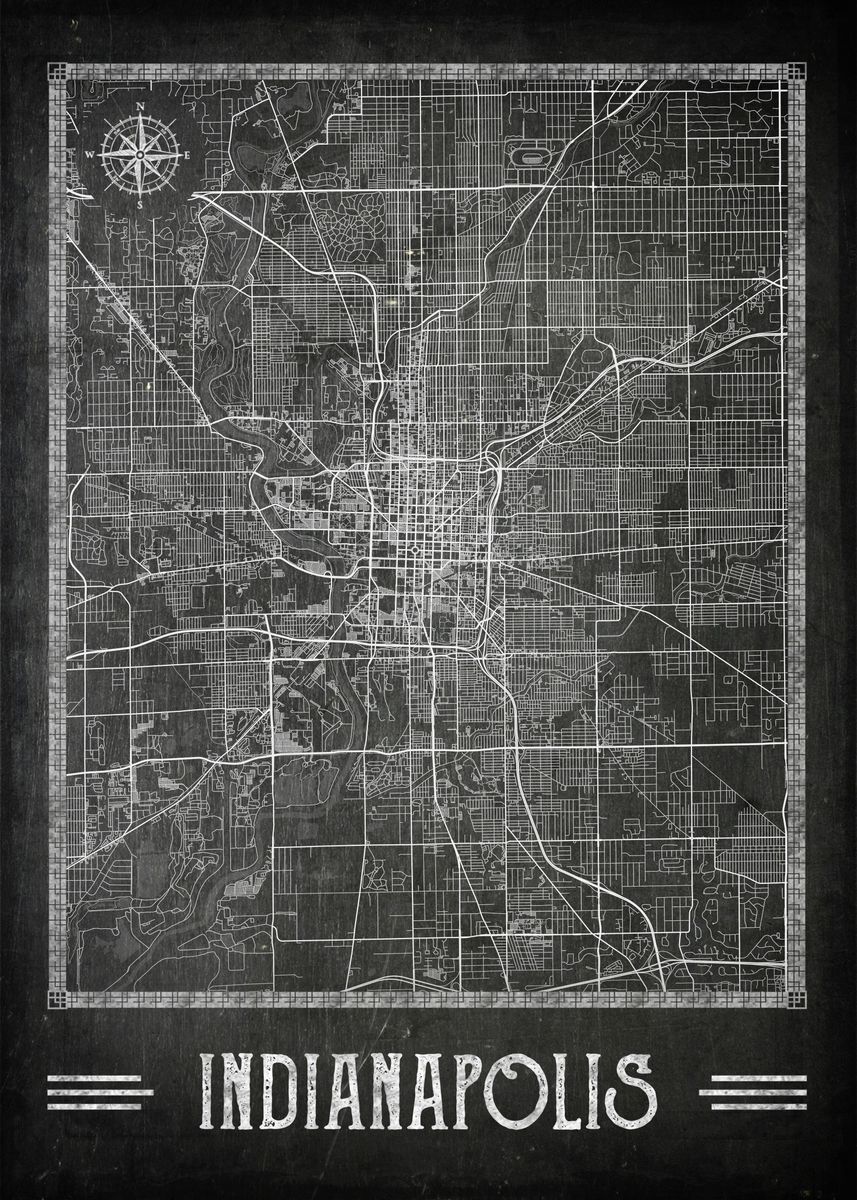'Indianapolis map' Poster by Yak Yak | Displate