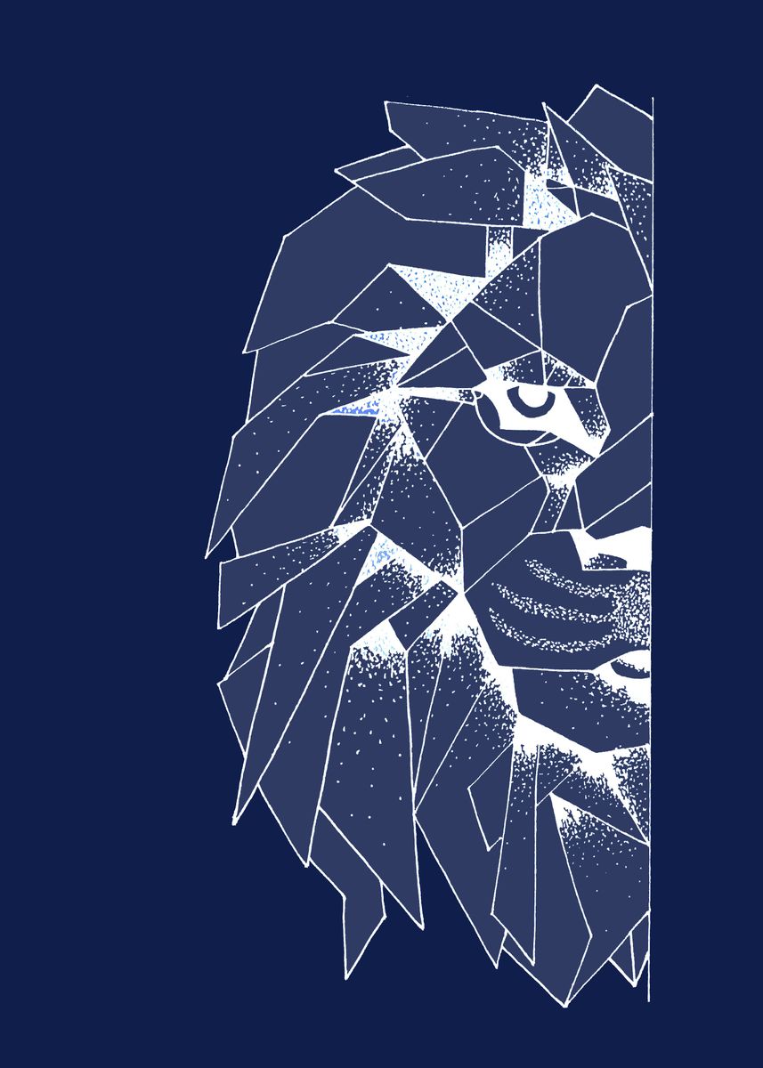 'lion head blue' Poster by JMdrawings | Displate