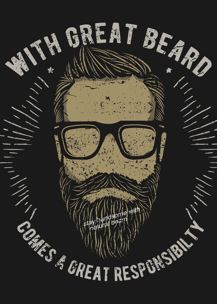 'Beard man' Poster, picture, metal print, paint by Long Shot | Displate