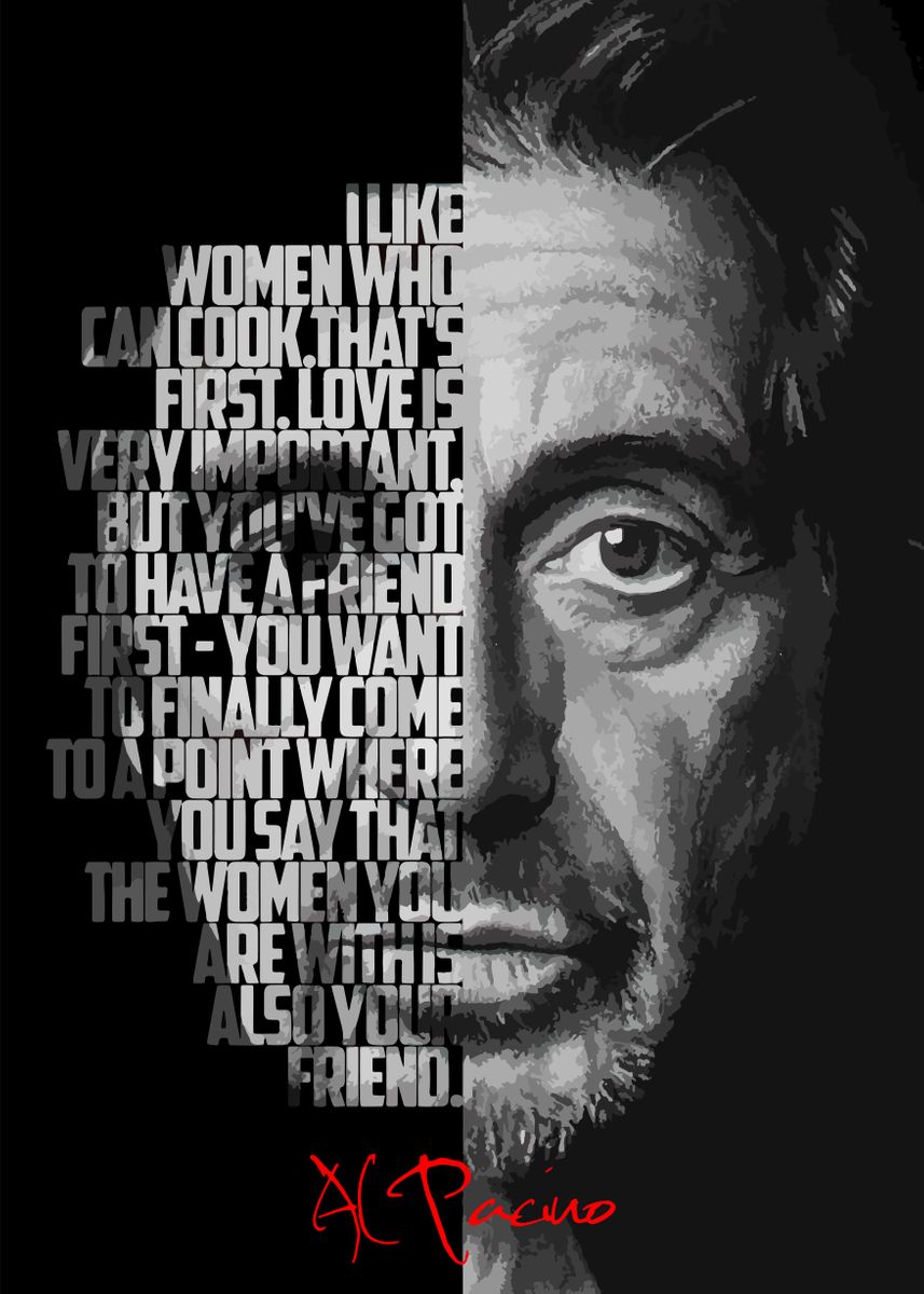 'Al Pacino' Poster, picture, metal print, paint by BnWDesigner | Displate