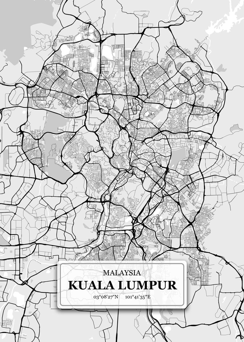 'Kuala Lumpur City Map' Poster, picture, metal print, paint by Dany ...