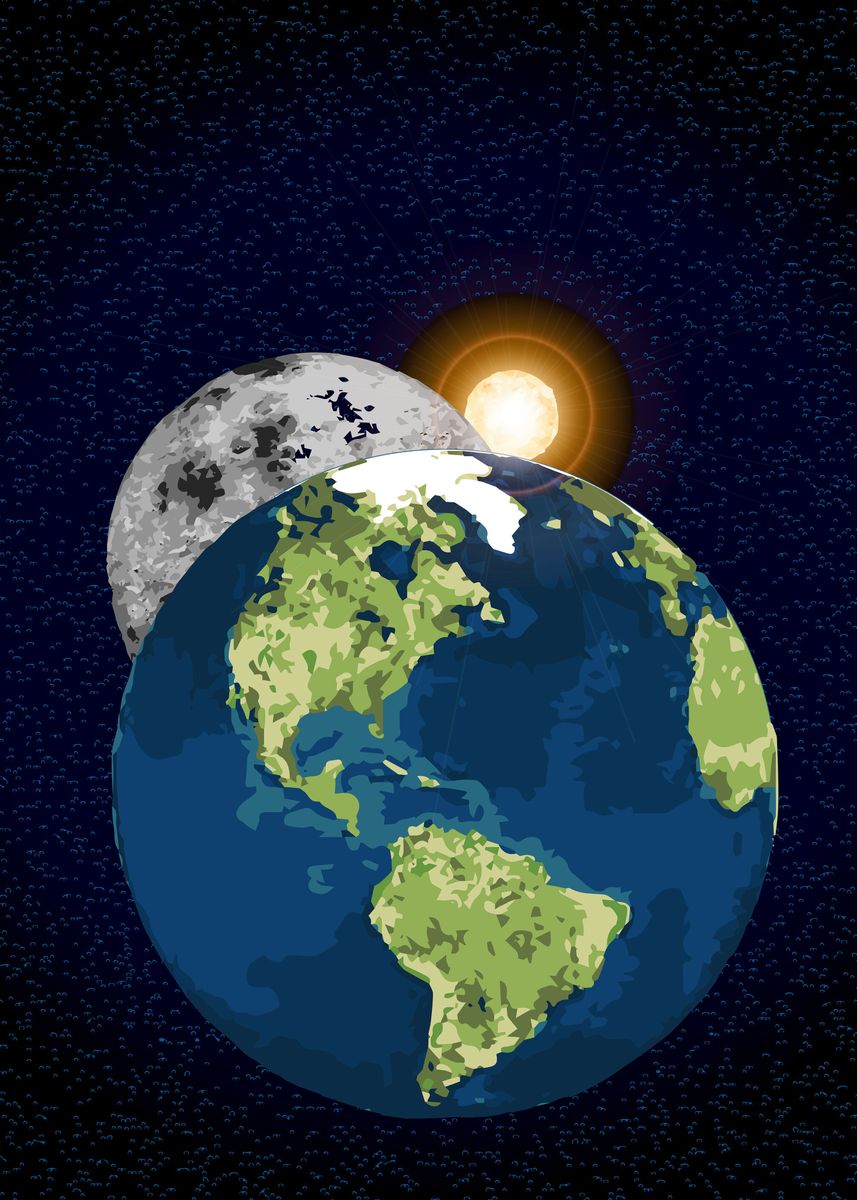 'Earth Moon and Sun' Poster, picture, metal print, paint by HomeStead ...