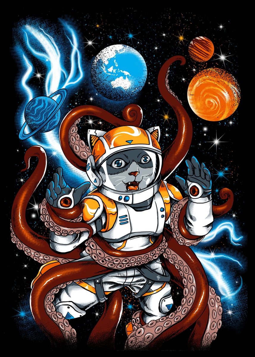 'kraken space ' Poster, picture, metal print, paint by spoilerinc ...