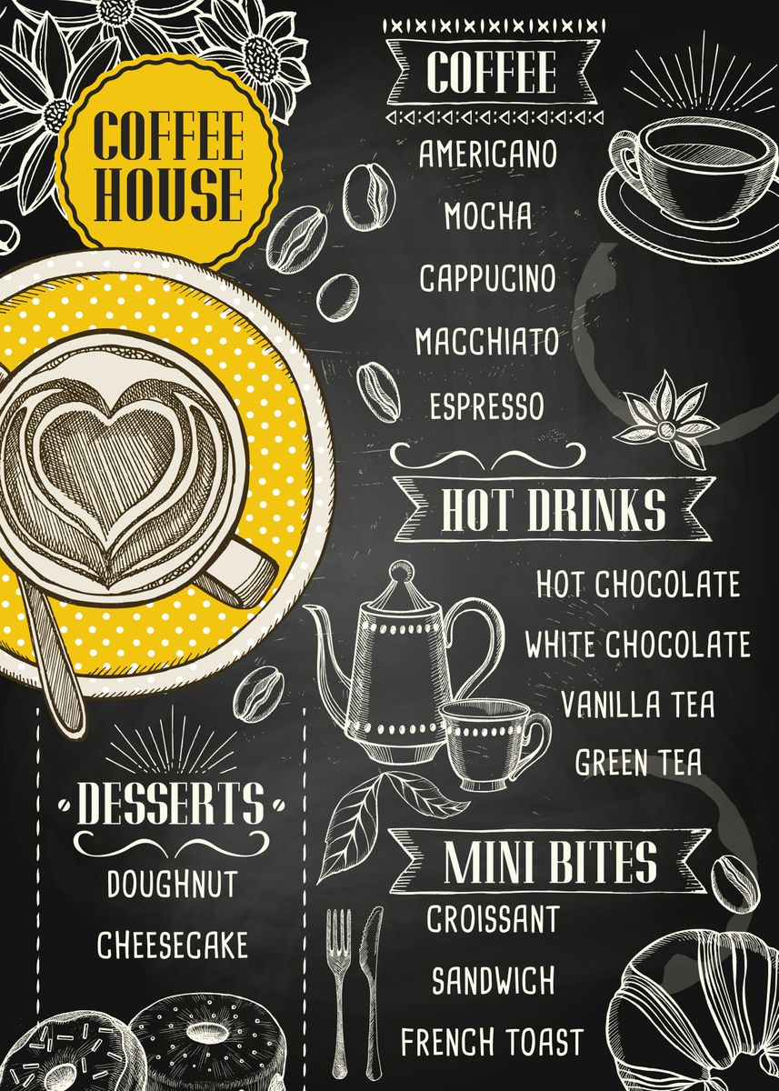 'Coffee House' Poster by Moon Calendar Studio | Displate