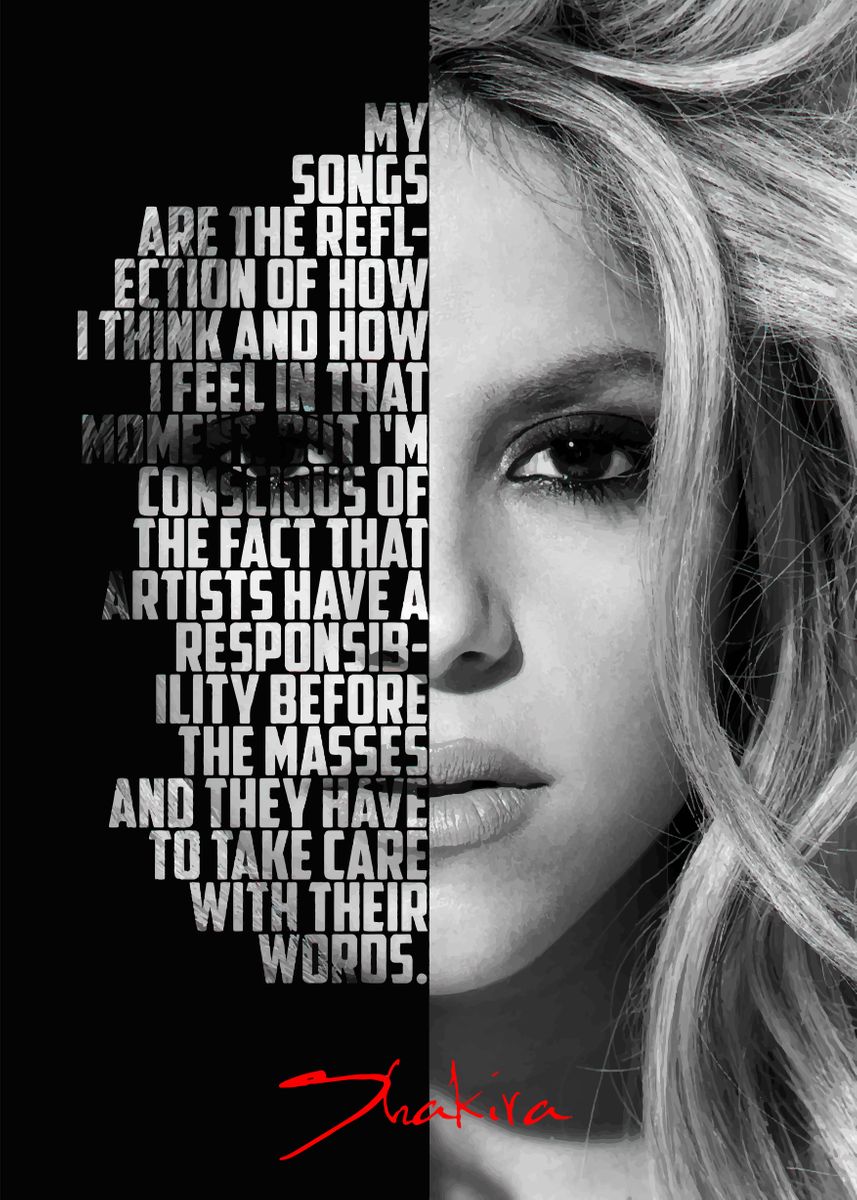 'Shakira' Poster, picture, metal print, paint by BnWDesigner | Displate