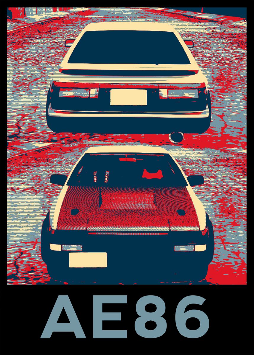 'AE86 Front N Rear View 2' Poster, picture, metal print, paint by ...