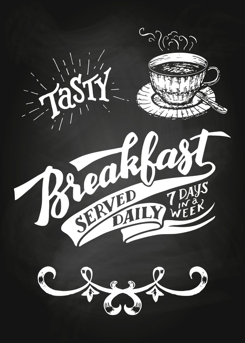 'Coffee blackboard' Poster, picture, metal print, paint by Moon ...