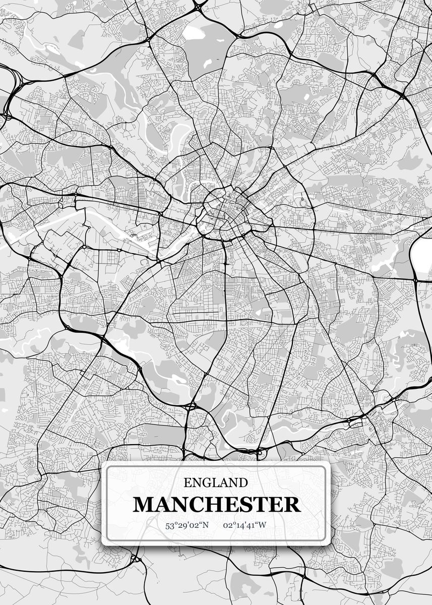 'Manchester City Map' Poster, picture, metal print, paint by Dany ...