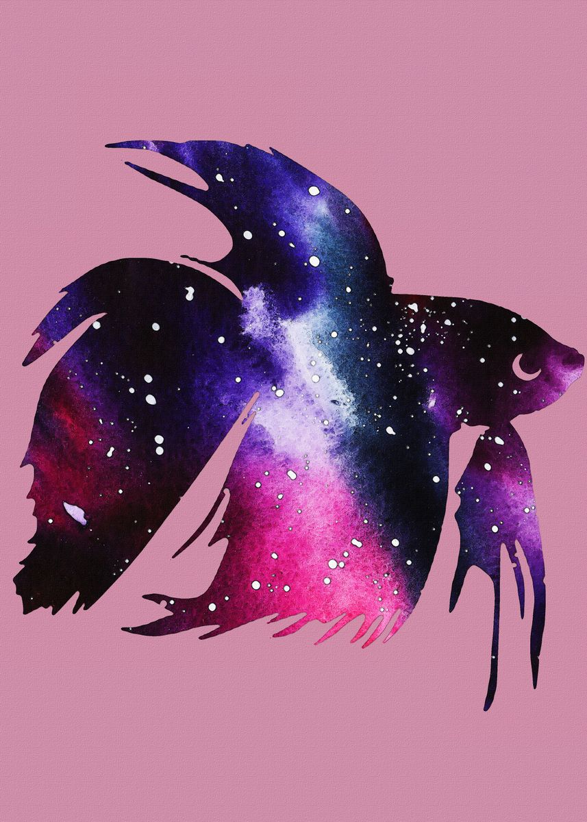 'Betta fish with a space ' Poster, picture, metal print, paint by ...