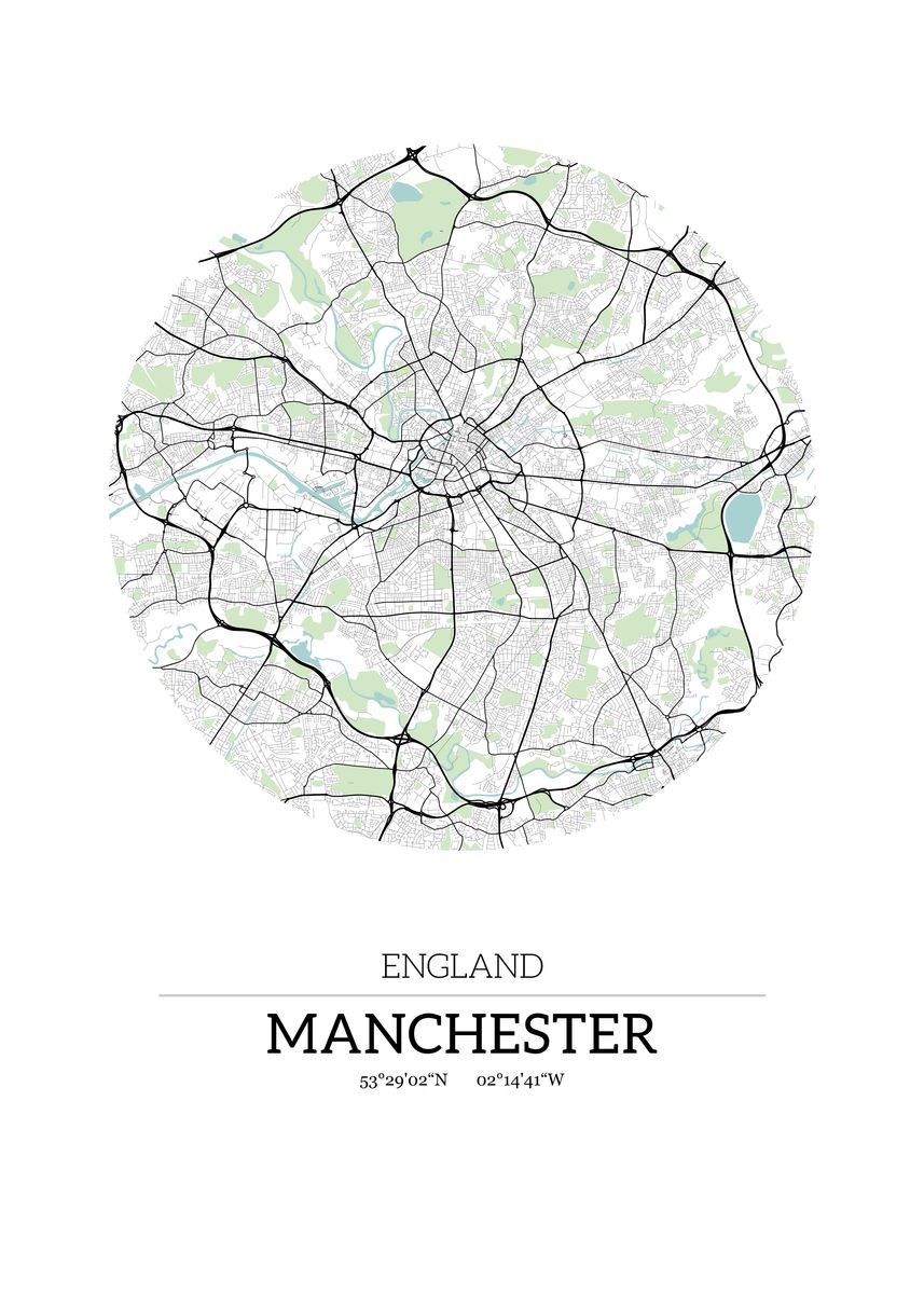 'Manchester City Map' Poster, picture, metal print, paint by Dany ...
