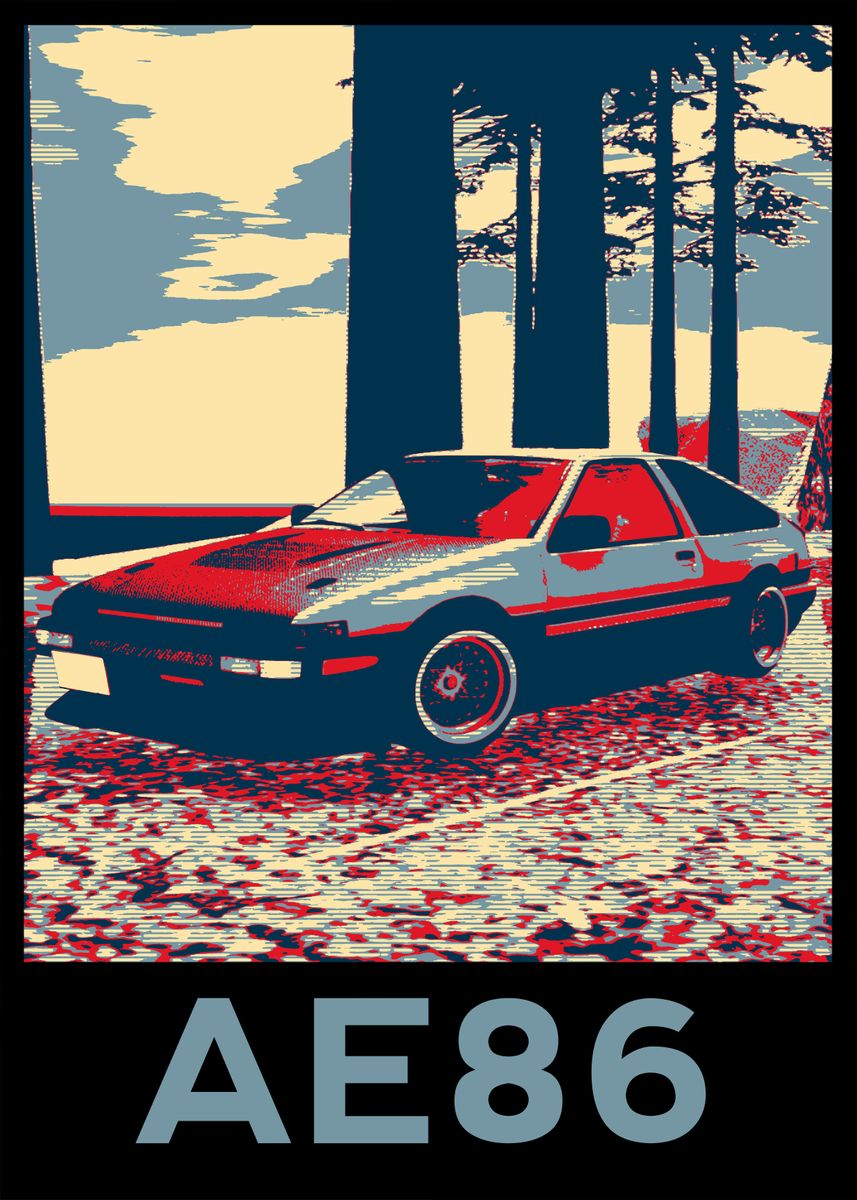 'AE86 Front View 2' Poster, picture, metal print, paint by NoMans ...