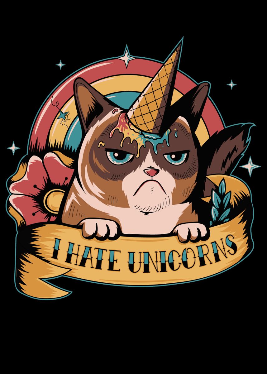 'Angry Cat unicorn' Poster by David Cano | Displate