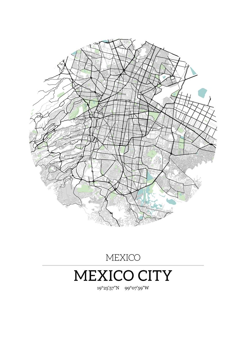 'Mexico City City Map with' Poster, picture, metal print, paint by Dany ...