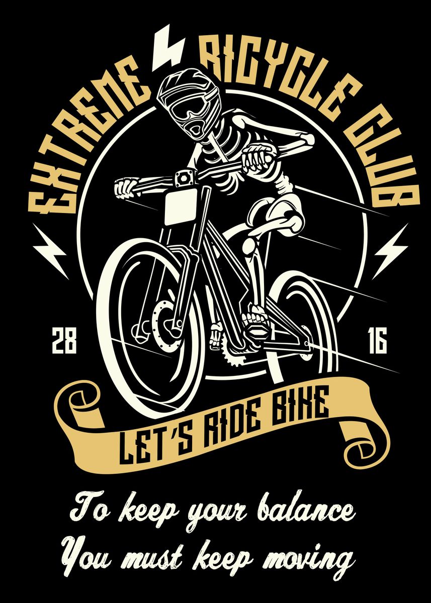 'Extreme Bicycle Club' Poster, picture, metal print, paint by Long Shot ...