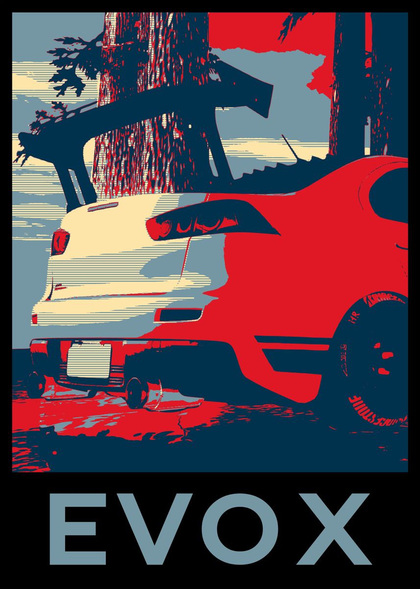 'EVO X Rear 1' Poster, picture, metal print, paint by NoMans | Displate