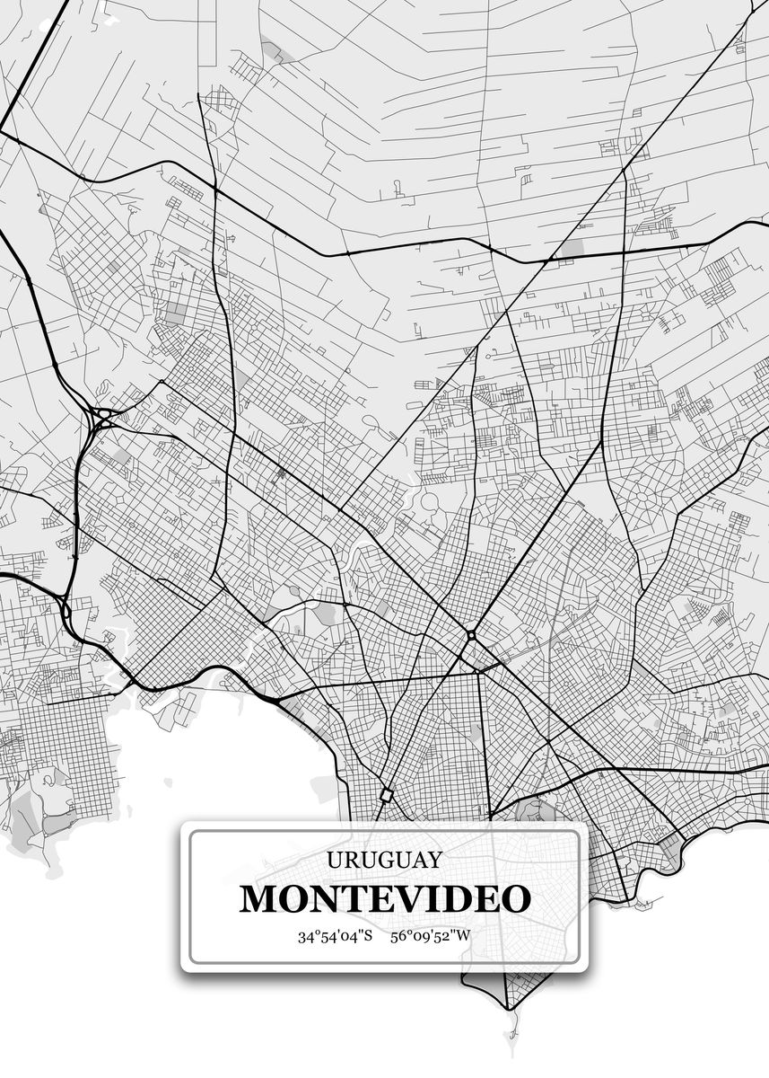 'Montevideo City Map' Poster, picture, metal print, paint by Dany ...