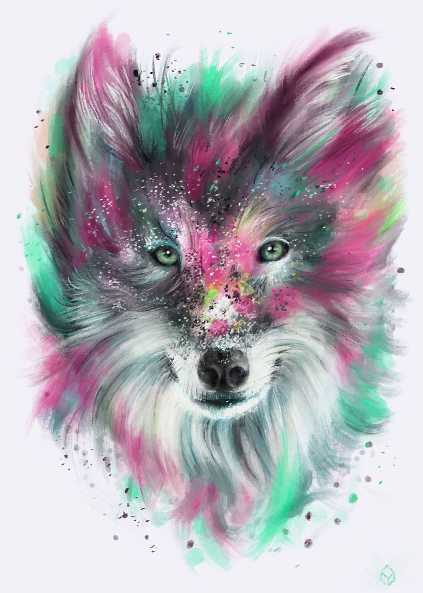 'Colorful Wolf' Poster, picture, metal print, paint by The Art Crate ...