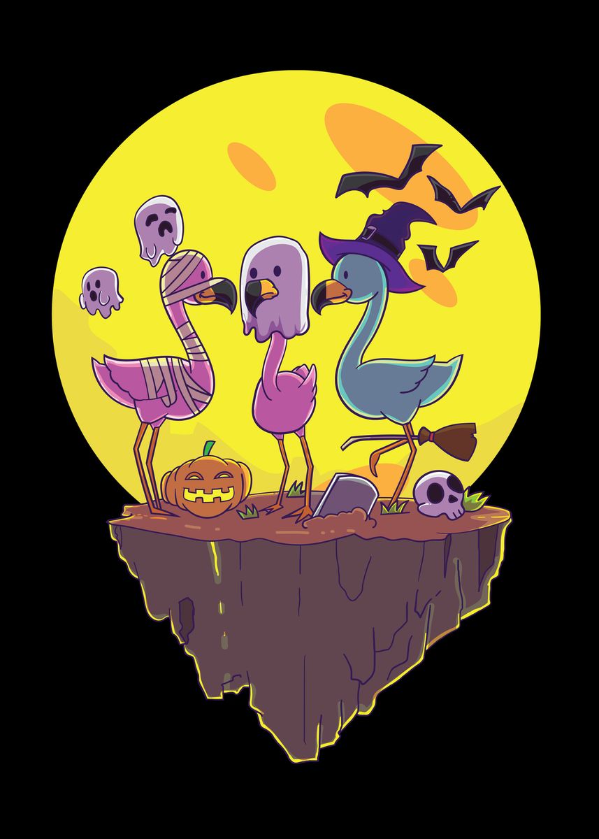 'Flamingo Horror' Poster, picture, metal print, paint by Teecher Martin ...