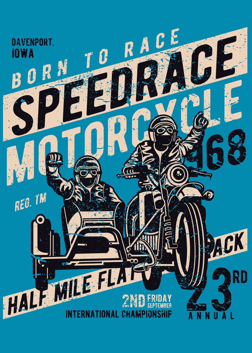 'Motorcycle with side car' Poster, picture, metal print, paint by Long ...