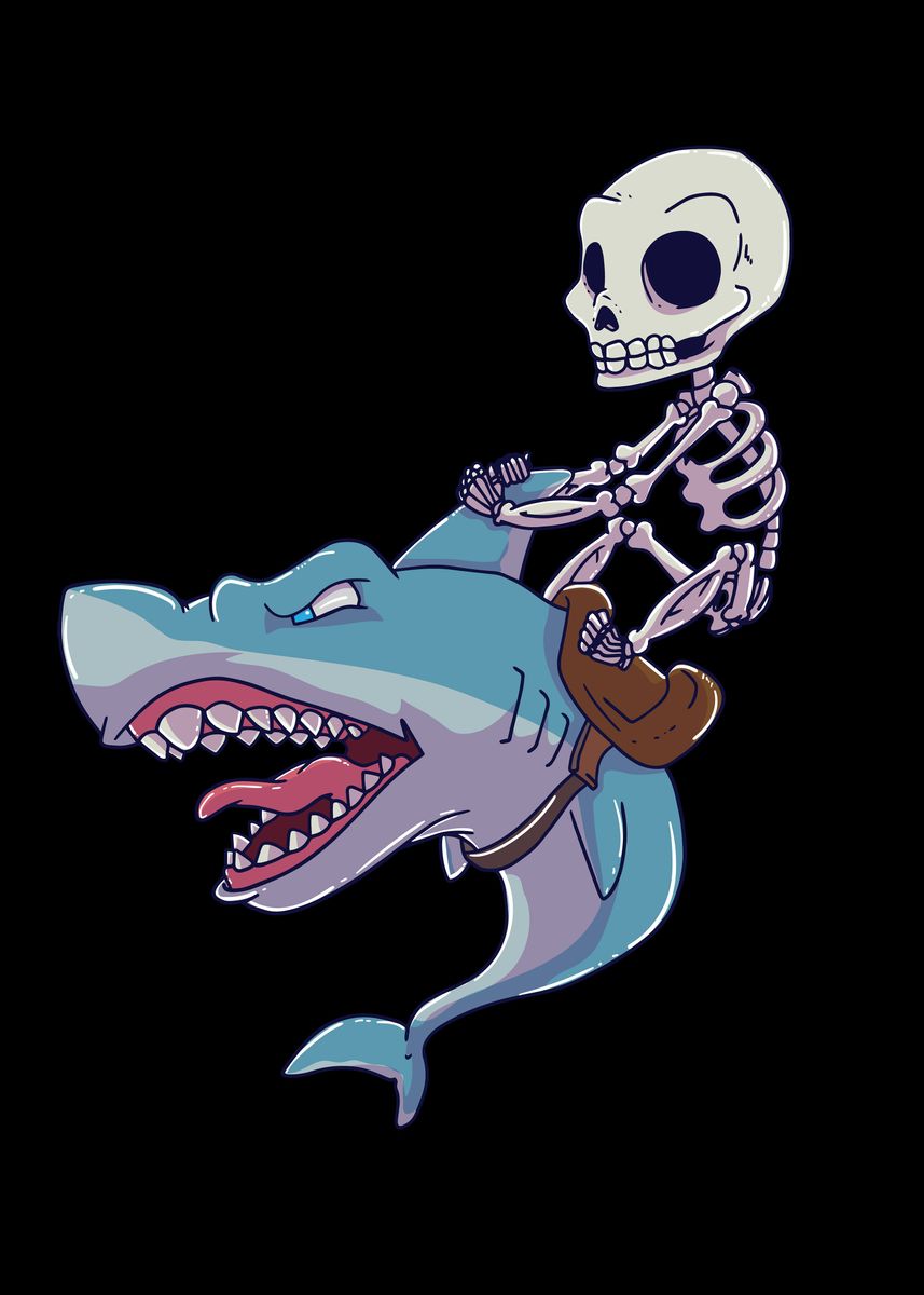 'Shark Skeleton' Poster, picture, metal print, paint by Teecher Martin ...