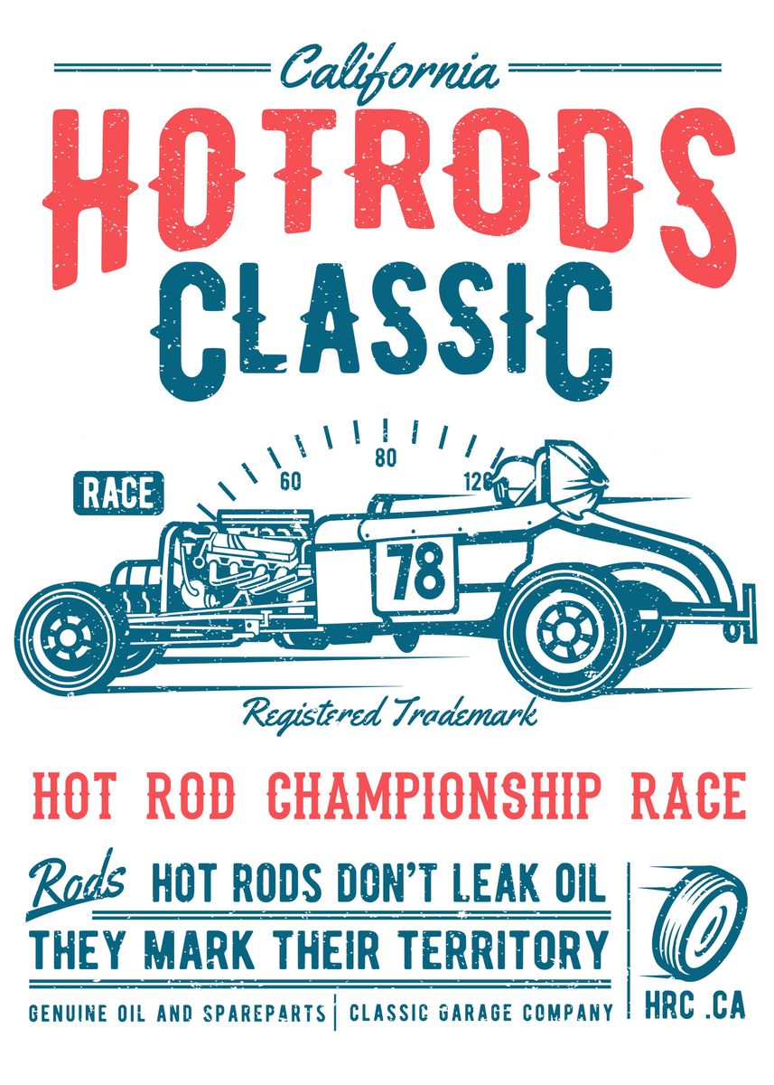 'Hot Rod Championship Race' Poster, picture, metal print, paint by Long ...