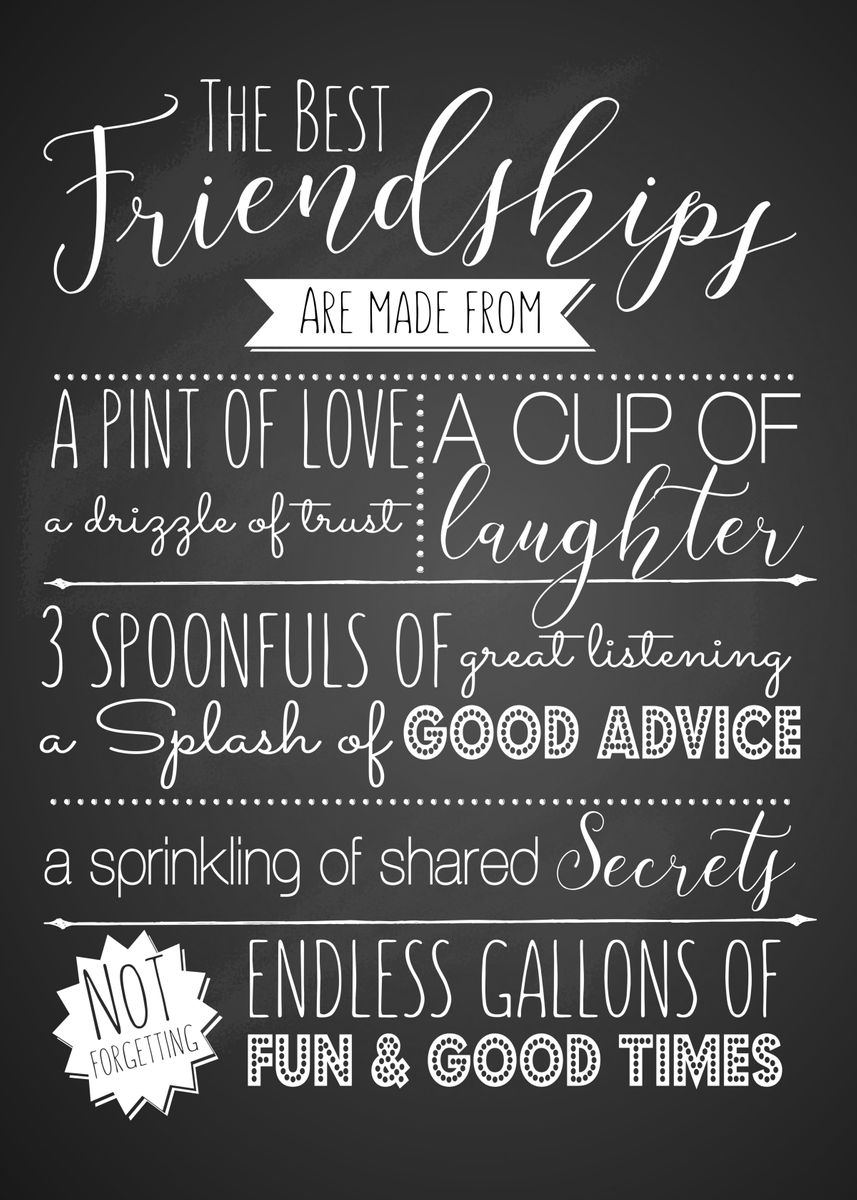 'Friend recipe chart' Poster, picture, metal print, paint by ...
