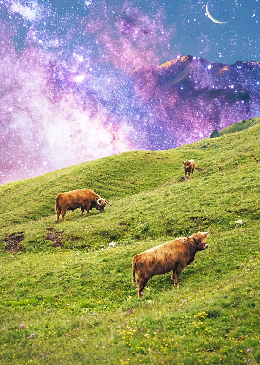 'Space Cow Series II' Poster, picture, metal print, paint by 83 Oranges ...