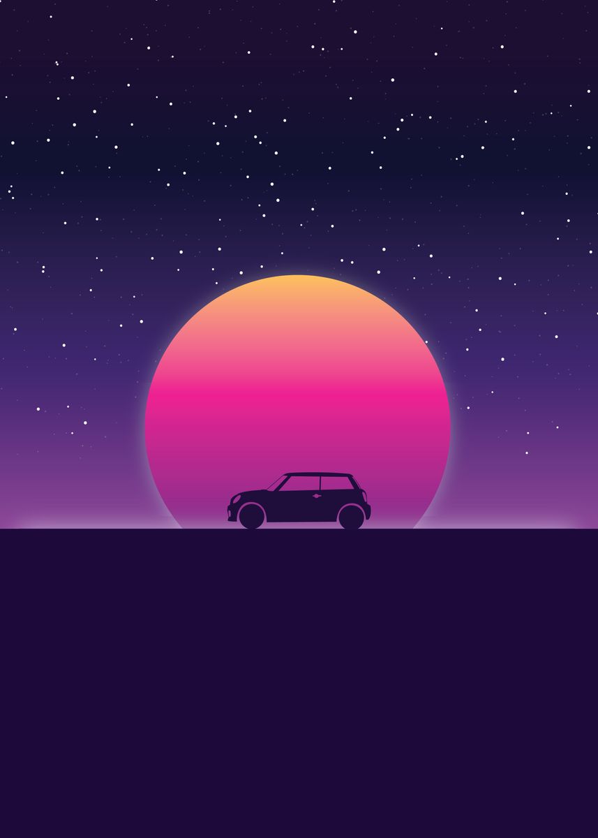 'Retro 80s Car' Poster, picture, metal print, paint by Visualz | Displate
