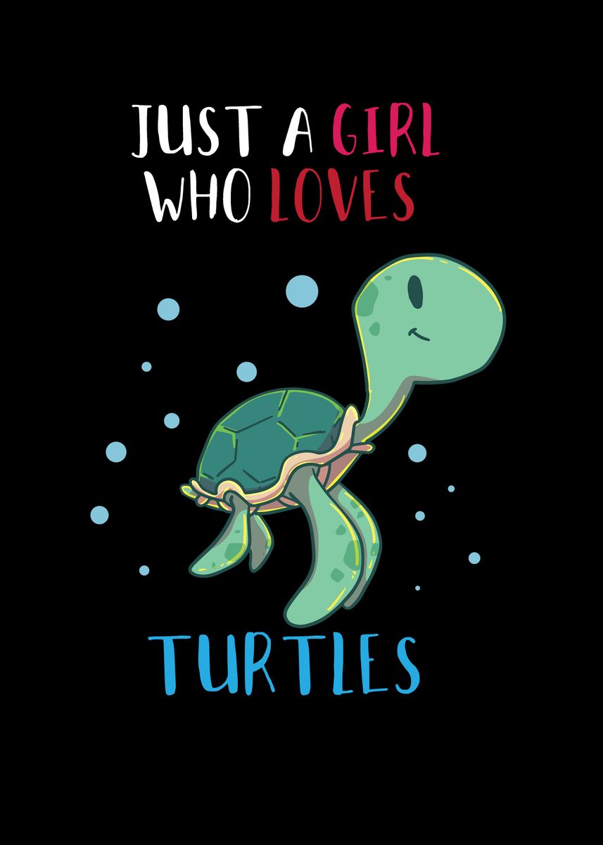 'Cute Turtle Girl' Poster, picture, metal print, paint by Teecher ...