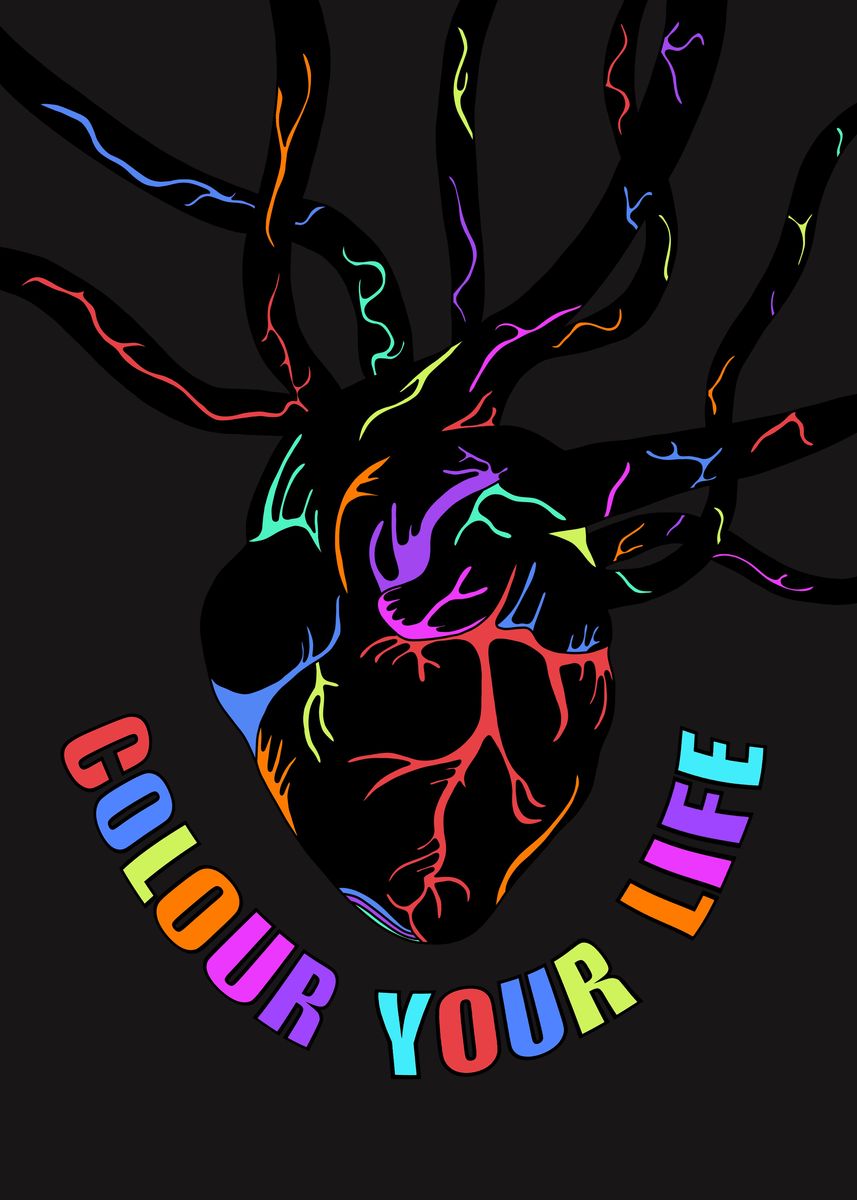 'Colour your life' Poster, picture, metal print, paint by J3r3my | Displate