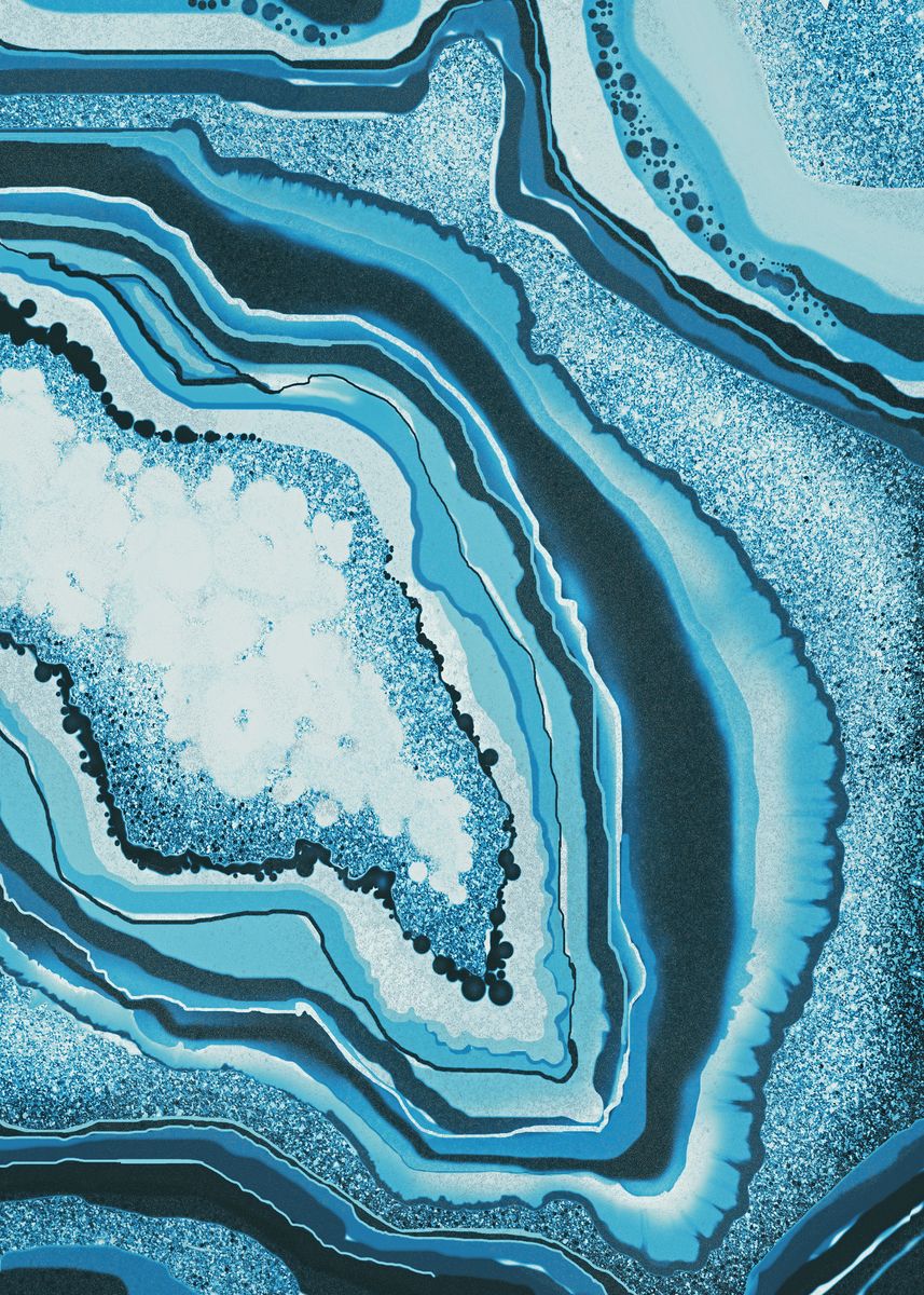'Blue Gold Geode Gemstone' Poster, picture, metal print, paint by ...