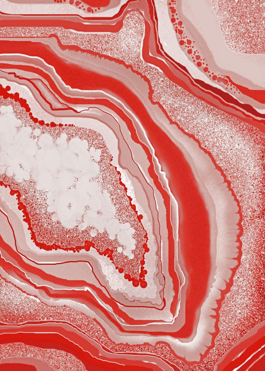 'Coral Red Geode Agate Gem ' Poster, picture, metal print, paint by ...