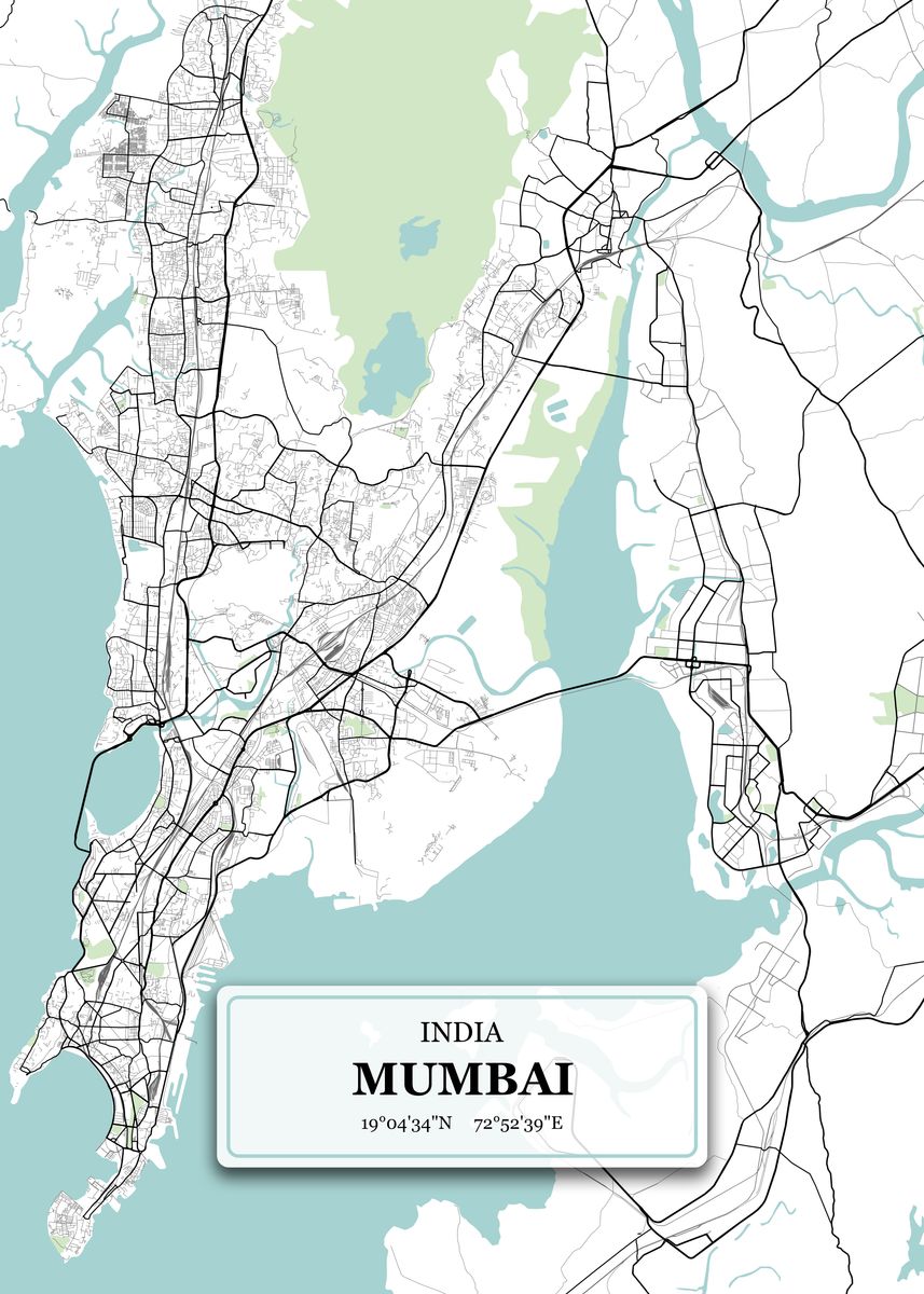 'Mumbai India City Map' Poster by Dany | Displate