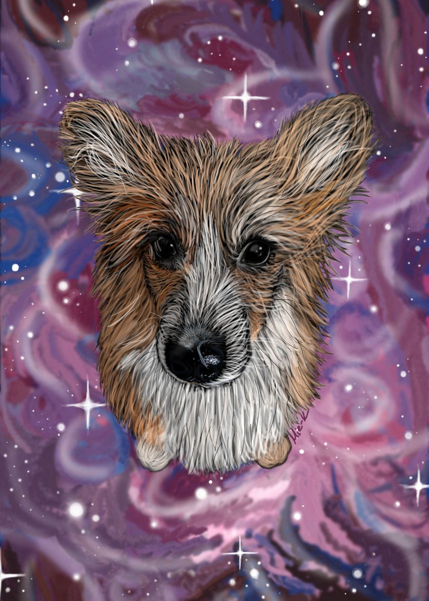 'Corgi in space' Poster, picture, metal print, paint by LokiSpirit ...