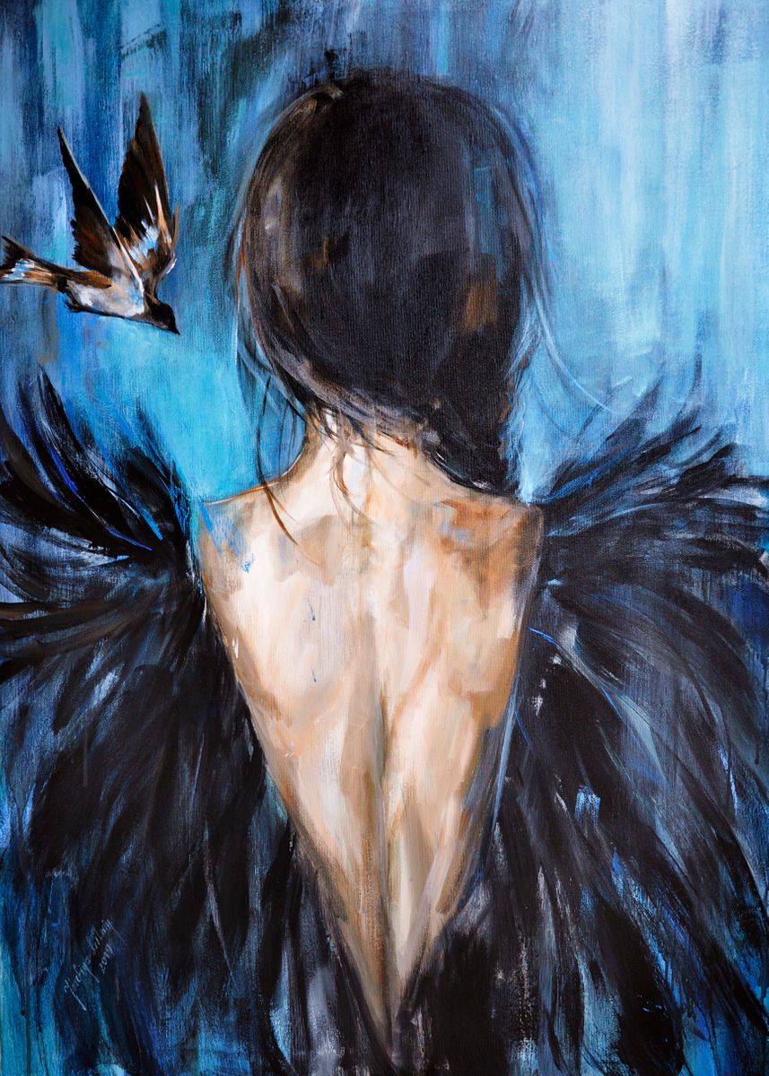 'Lady Bird modern artwork ' Poster, picture, metal print, paint by ...