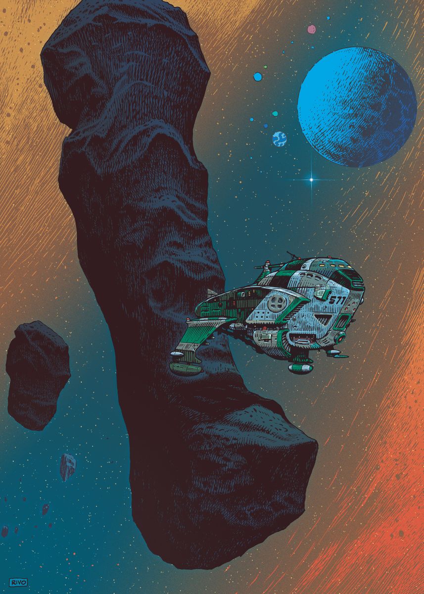 'Asteroid Crossing' Poster, picture, metal print, paint by ...