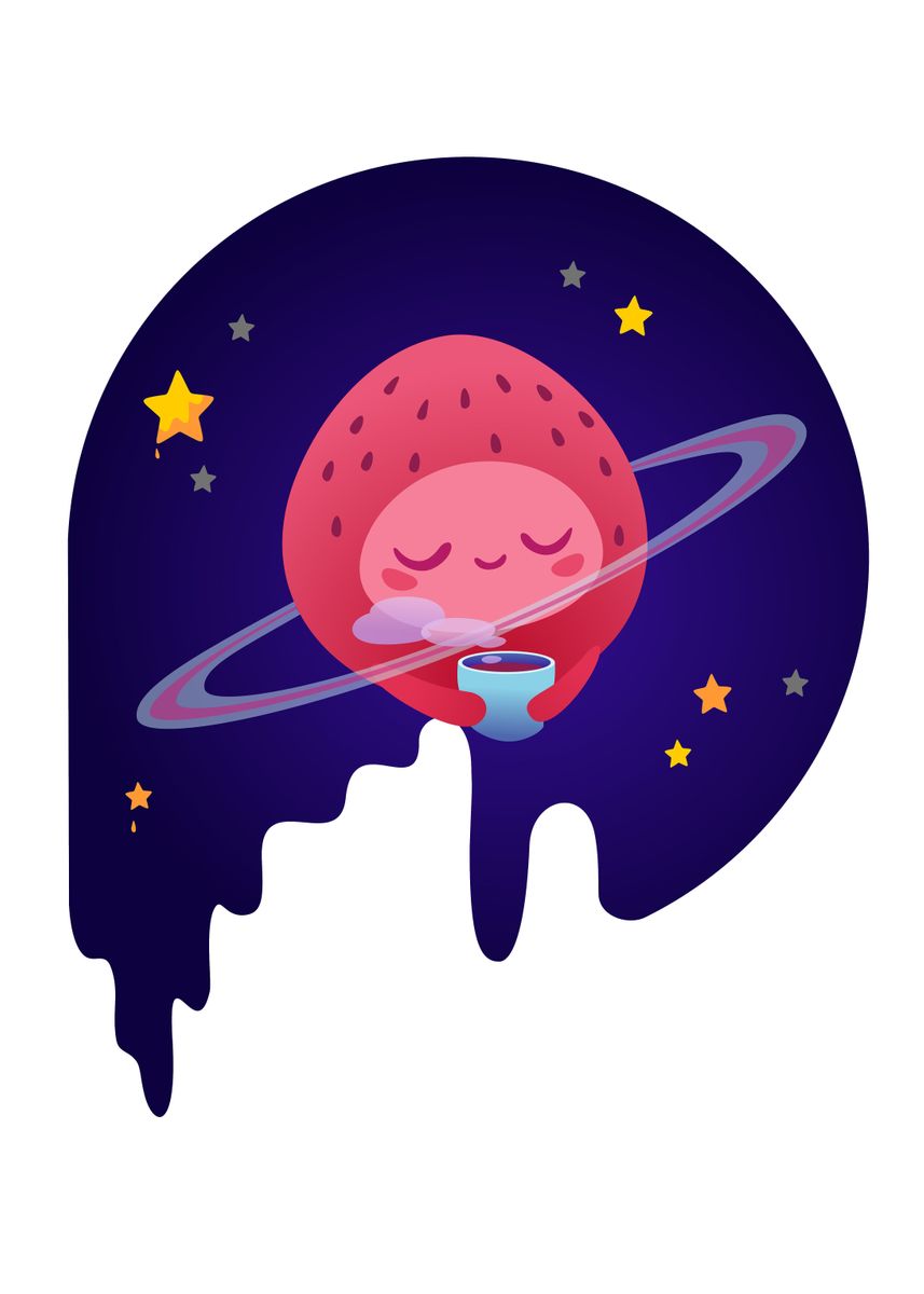 'Strawberry planet' Poster, picture, metal print, paint by Anhelga ...