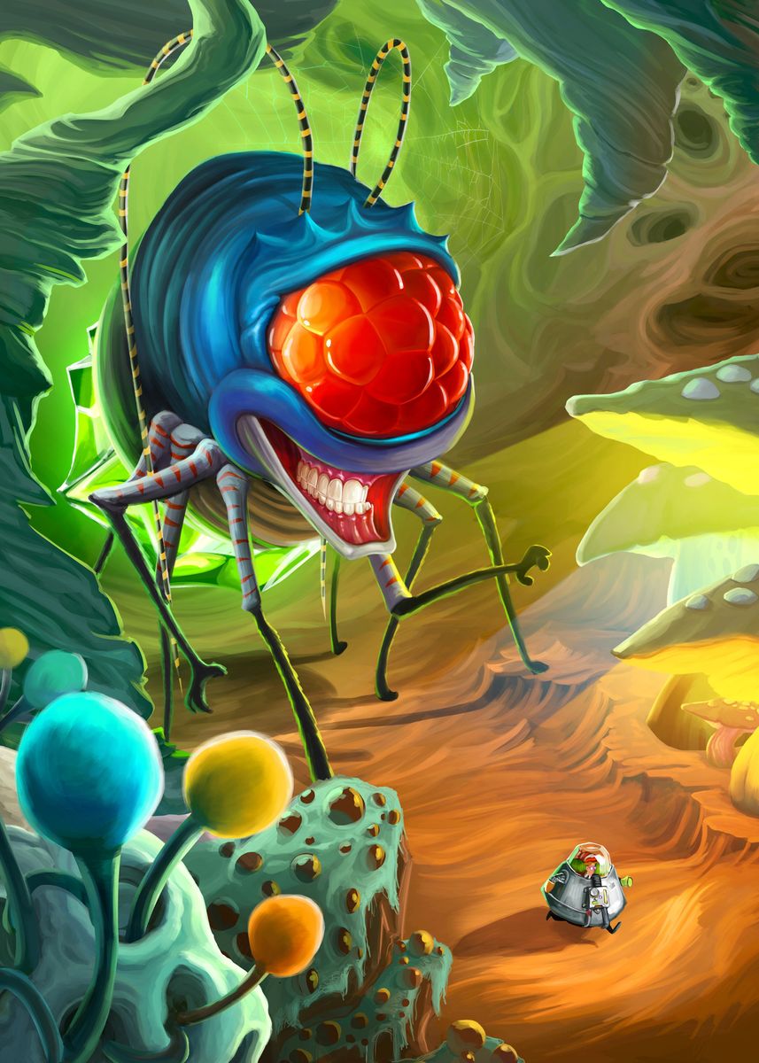 'Giant alien bug' Poster, picture, metal print, paint by Jo Rivadulla ...